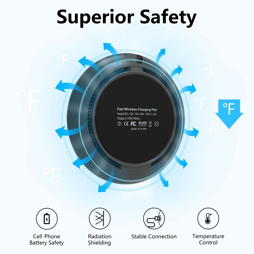 ELEPHAS Wireless Charger 2 Pack 15W Max Fast Wireless Charging Station ...