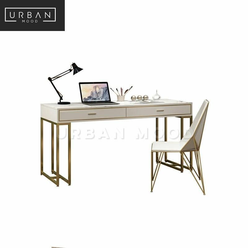 ELLY Modern Marble Study Table, Furniture & Home Living, Furniture ...