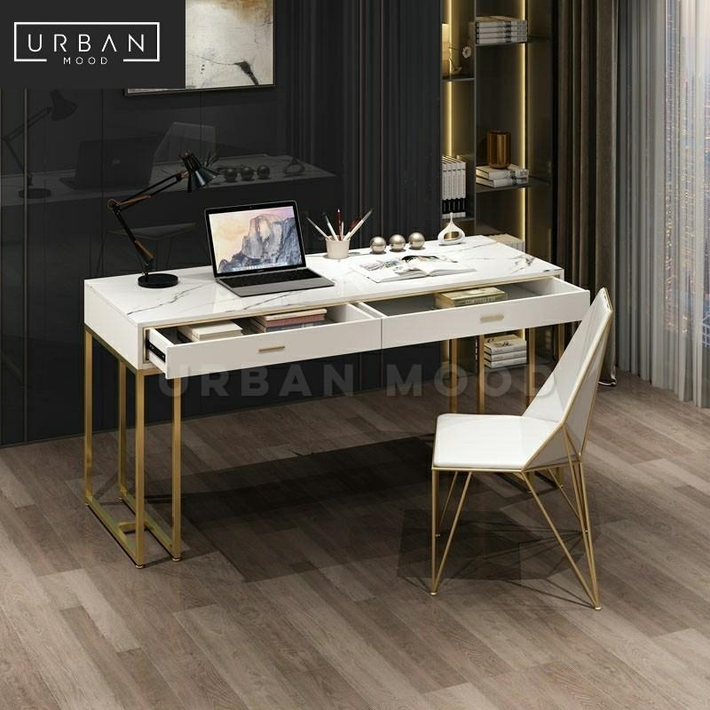 ELLY Modern Marble Study Table, Furniture & Home Living, Furniture ...