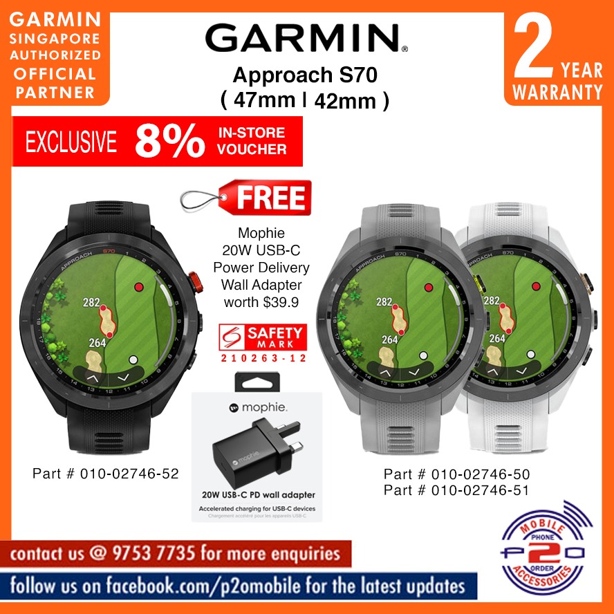 Garmin Approach S70 (47mm) / Garmin Approach S70 (42mm) Premium GPS ...