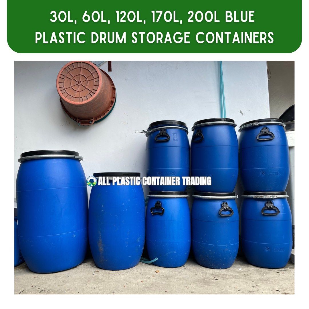 High Quality Plastic Drum Open Head with Black Lid and Metal Lock 60 liter 120 liter 200 liter ...