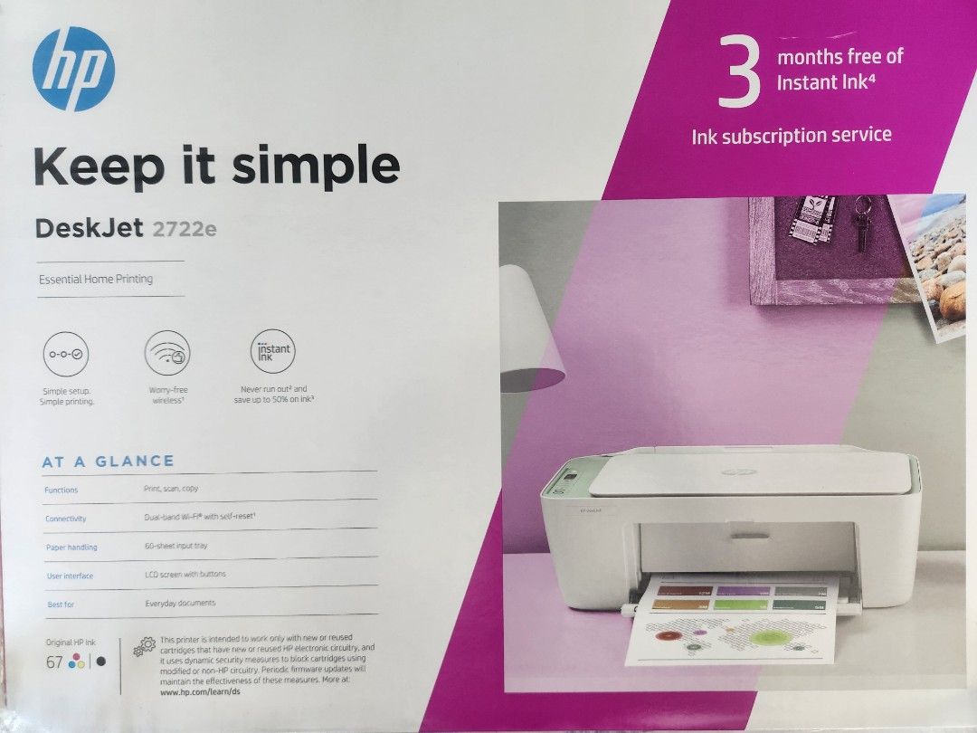 HP Deskjet 2722e all-in-one printer, Computers & Tech, Printers ...