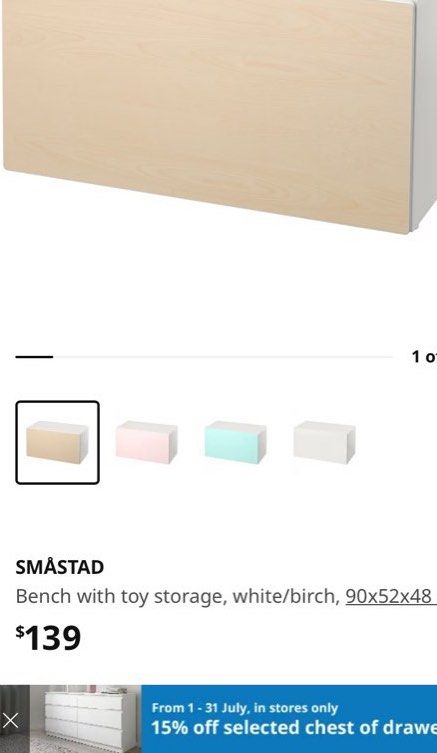 ikea smastad bench with toy storage, Furniture & Home Living, Furniture ...
