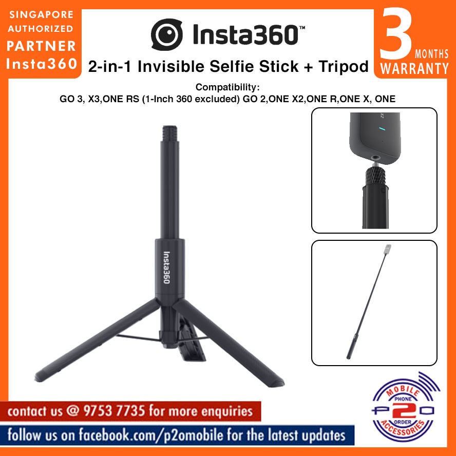Insta360 2 In 1 Invisible Selfie Stick Tripod Compatibility X3 One