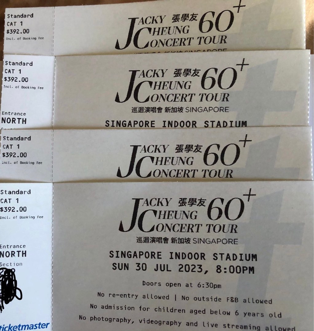 Jacky Cheung CAT 1 Concert Tickets x 4 (2 tickets sold), Tickets & Vouchers, Event Tickets on ...