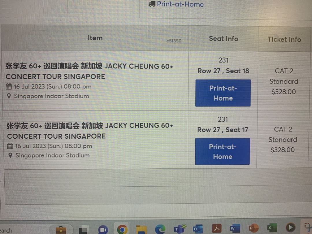 Jacy Cheung Concert Tickets 16 July x2 Cat 2 Tickets, Tickets & Vouchers, Event Tickets on Carousell