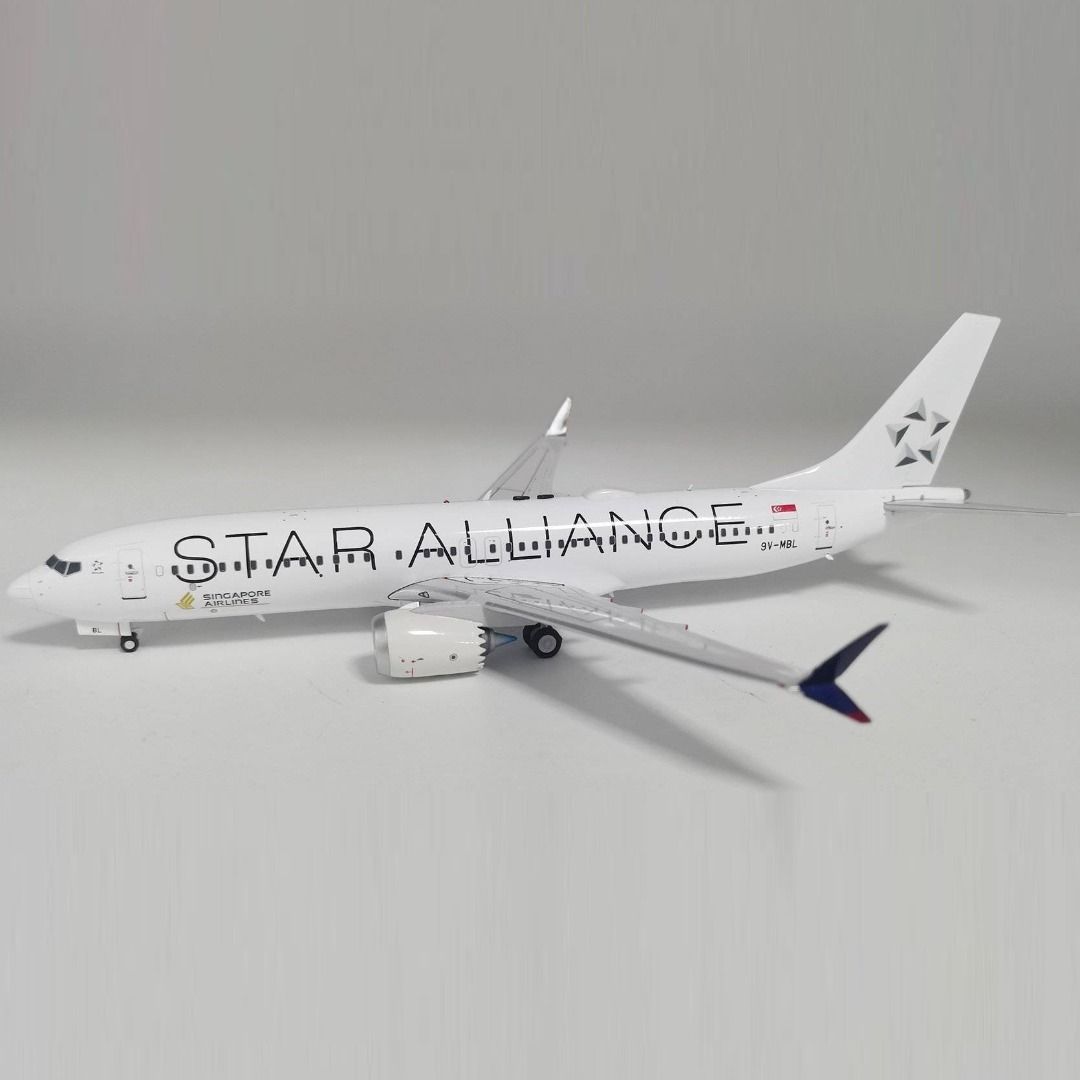 J.FOX MODEL SINGAPORE AIRLINES BOEING 737-8MAX 9V-MBL STAR ALLIANCE 1: ...
