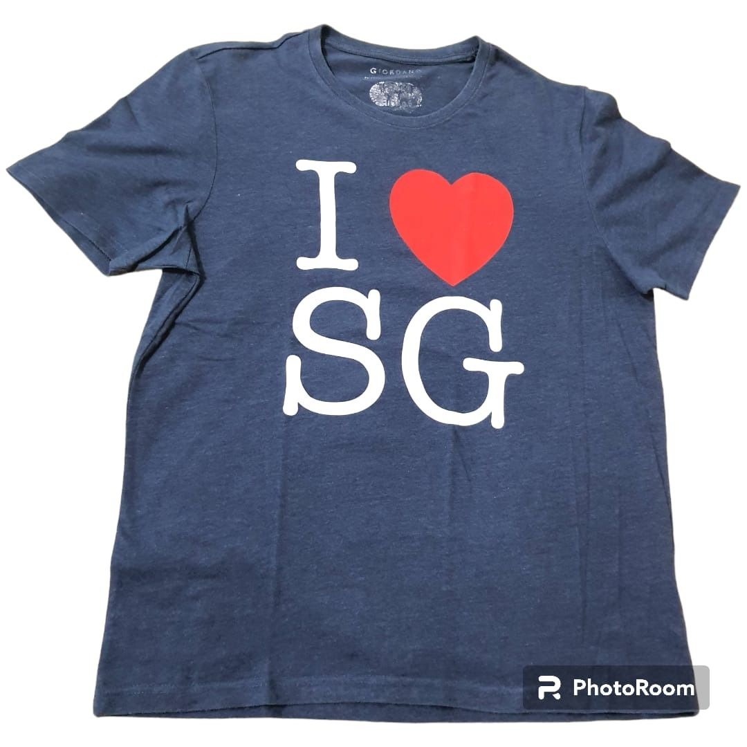 Kaos Giodarno I Love SG Size M Warna Biru, Fesyen Pria, Pakaian ...