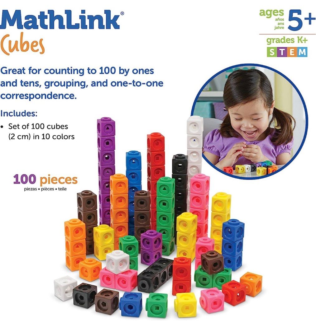Learning resources math link cubes 100 pieces, Hobbies & Toys, Toys ...