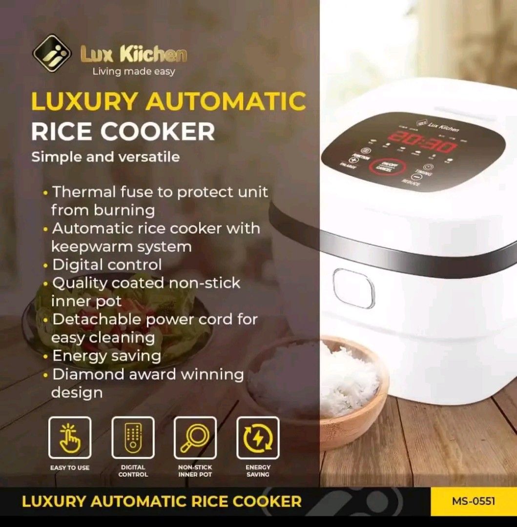Lux Kitchen Automatic Rice Cooker 5L, TV & Home Appliances, Kitchen ...