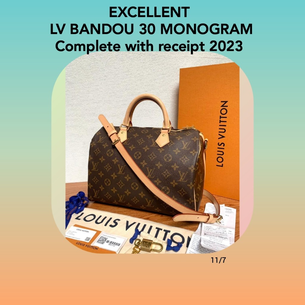 LV BANDOU 30 MONOGRAM, Fesyen Wanita, Tas & Dompet di Carousell