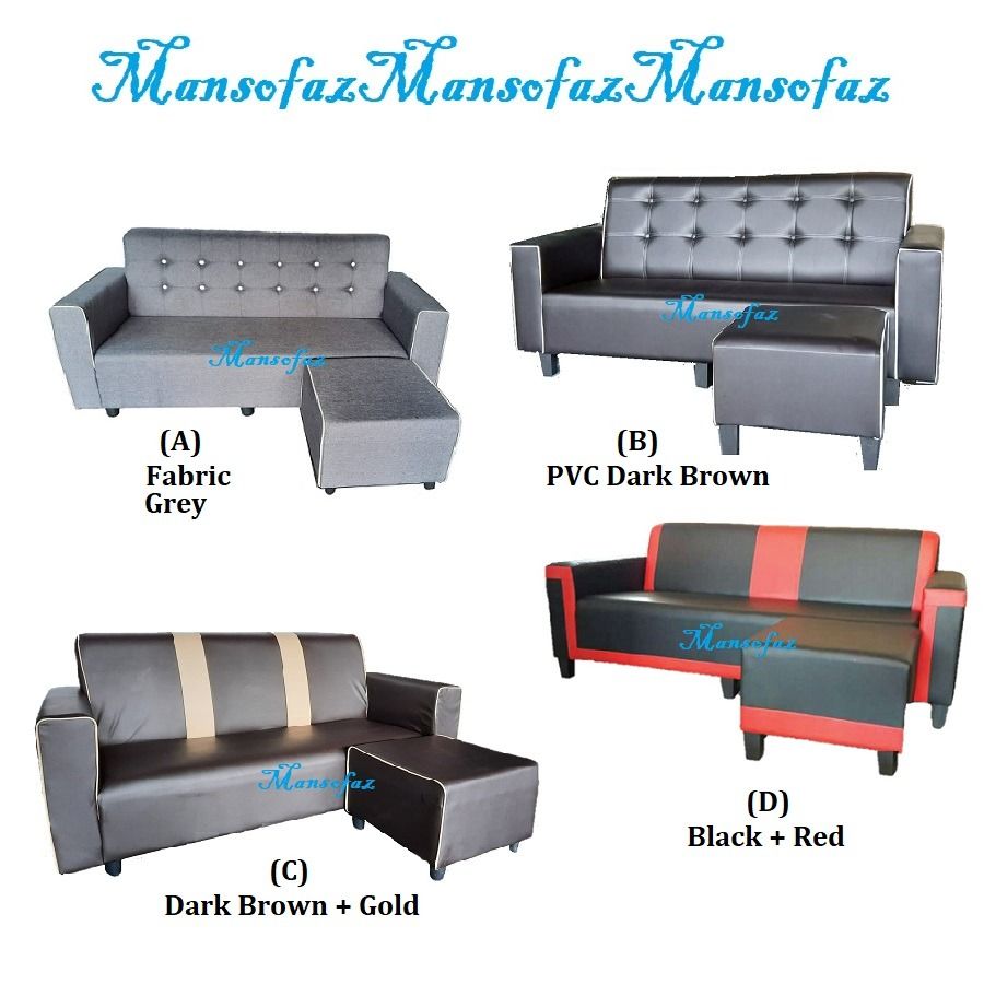 Manz Promo 3 Seater + Ottoman Fabric / PVC Sofa, Furniture & Home ...