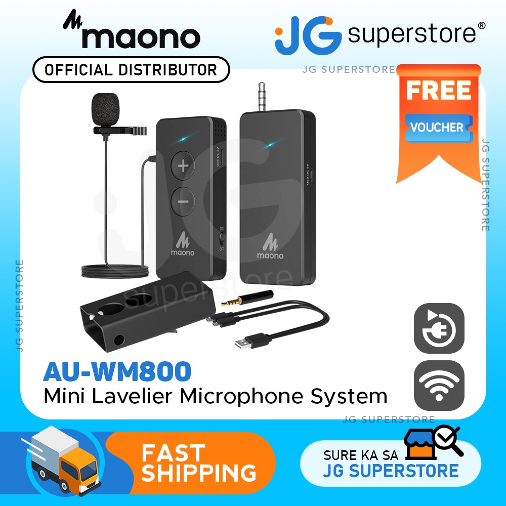 Maono Plug and Play Mini Wireless Lavalier Microphone System with ...