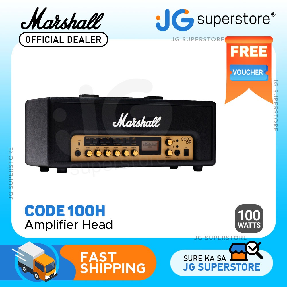 Marshall Code 100H 100-Watts Bluetooth Modelling Guitar Amplifier Head | JG Superstore ...