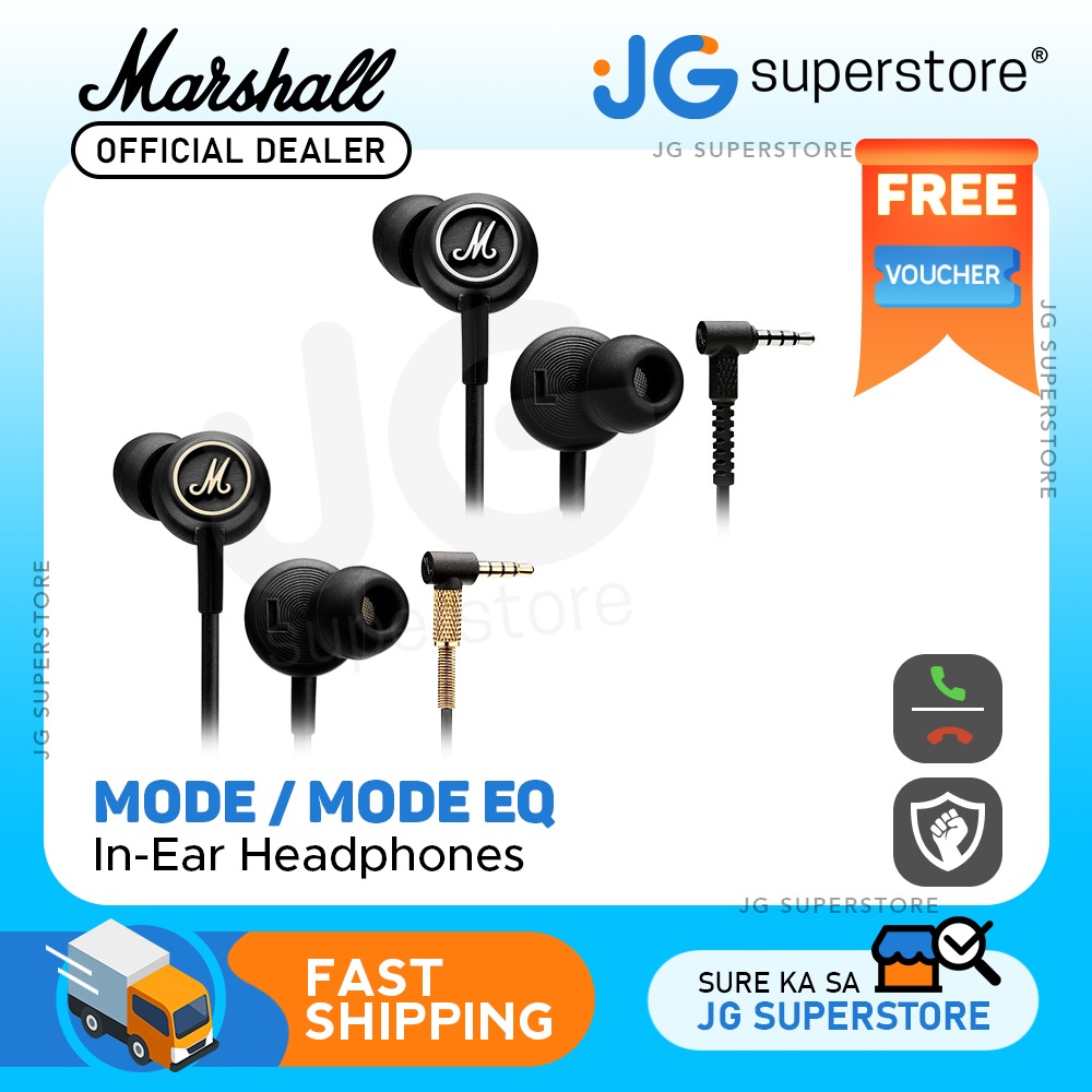 Marshall Mode / EQ In-Ear 3.5mm Wired Headphone Earphones and Interchangeable Sleeves (Black ...