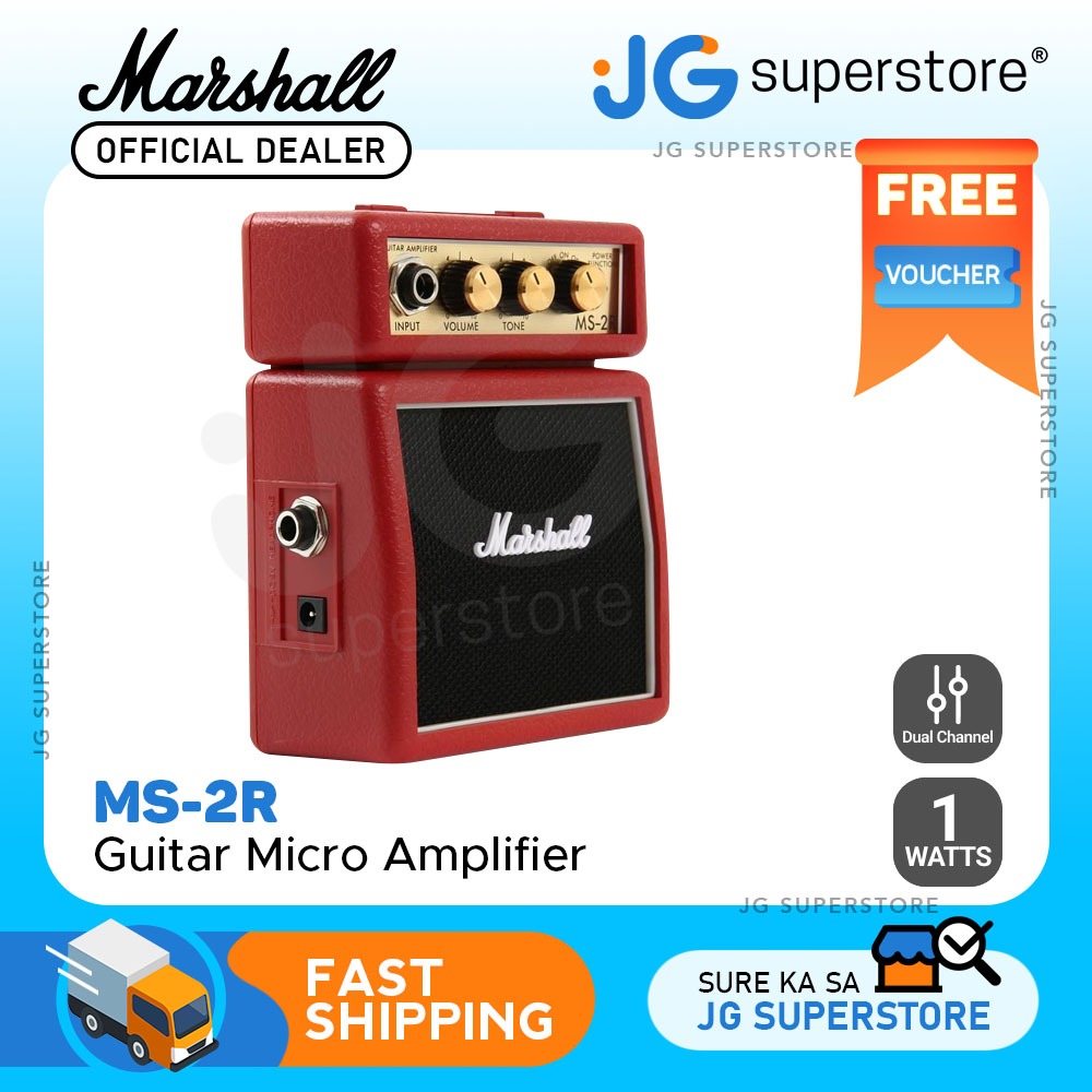 Marshall MS-2R 1-Watt 2-Channel Electric Guitar Micro Amps Speaker ...