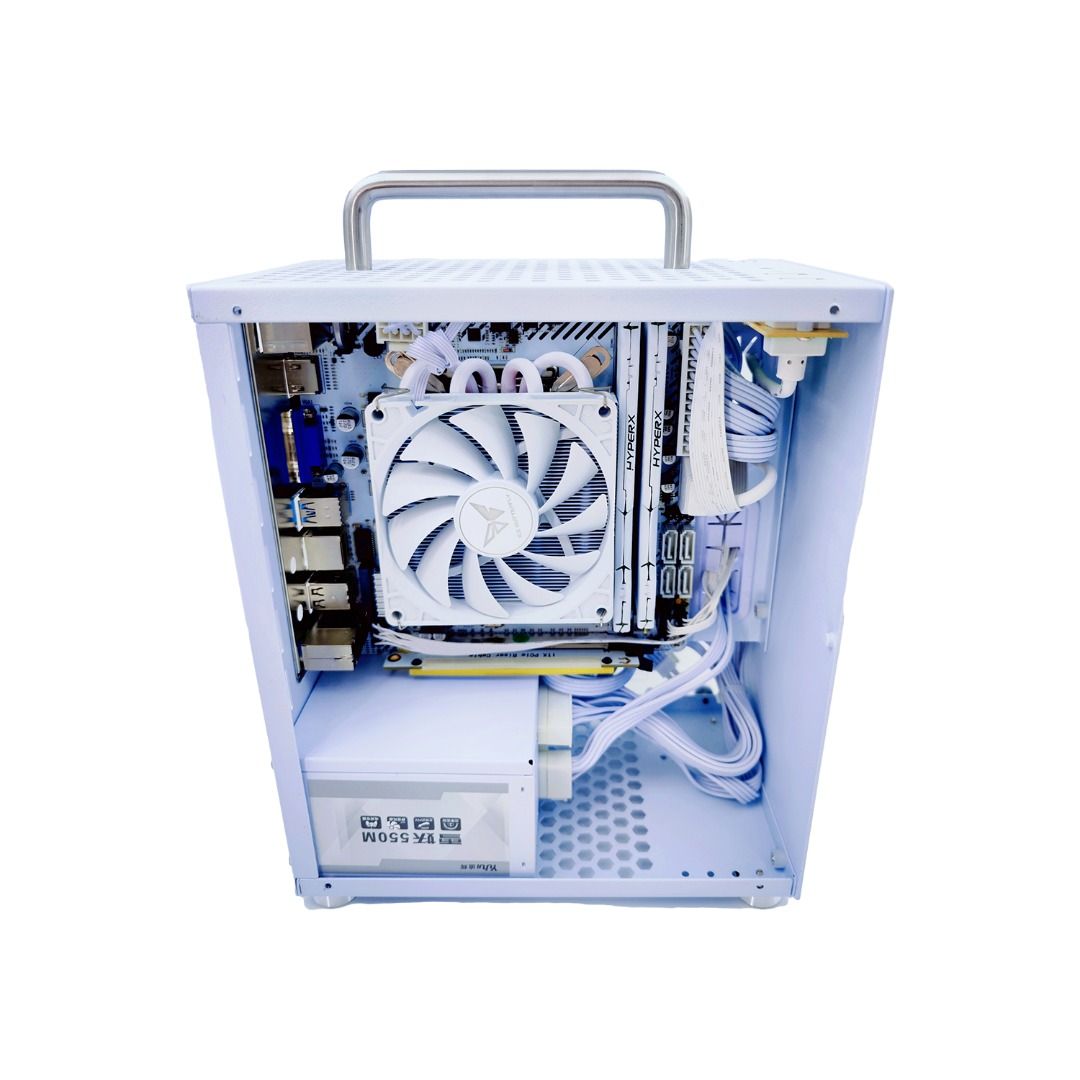 Ultra Mini ITX Gaming PC Desktop Pure White Pink Small Portable Light ...