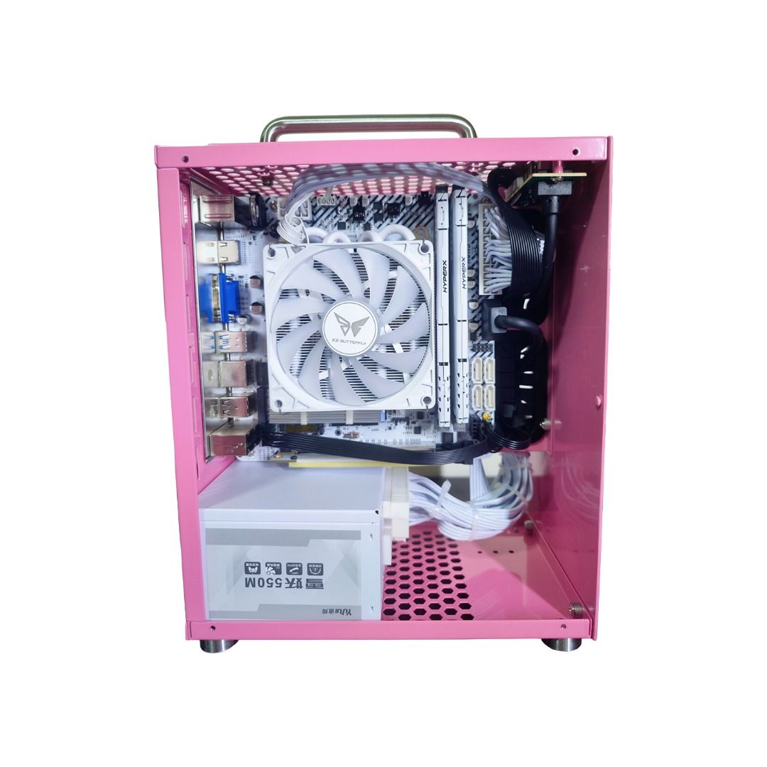 Ultra Mini ITX Gaming PC Desktop Pure White Pink Small Portable Light ...