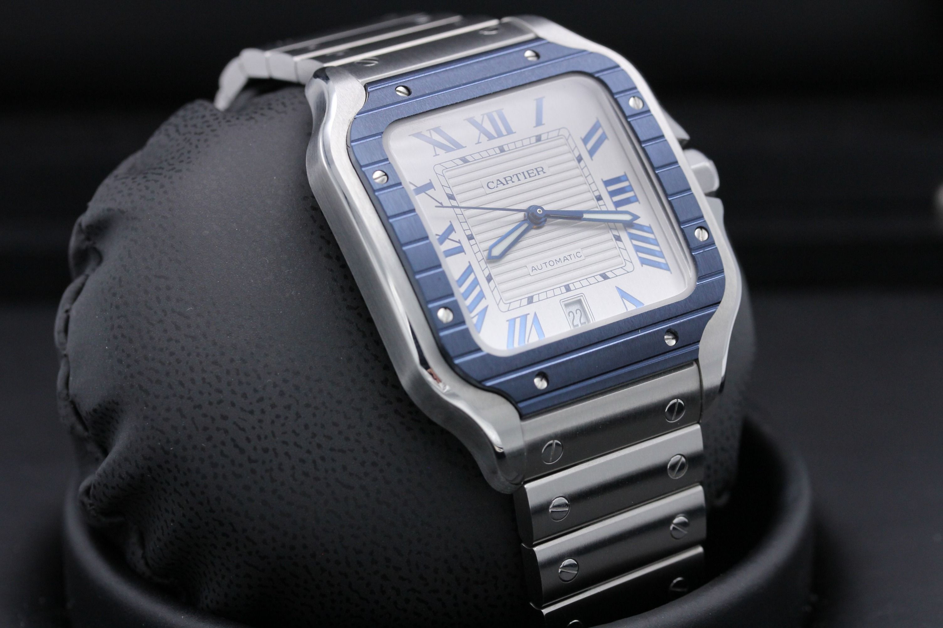 New July 2023 Santos De Cartier large blue PVD bezel WSSA0047, Luxury ...