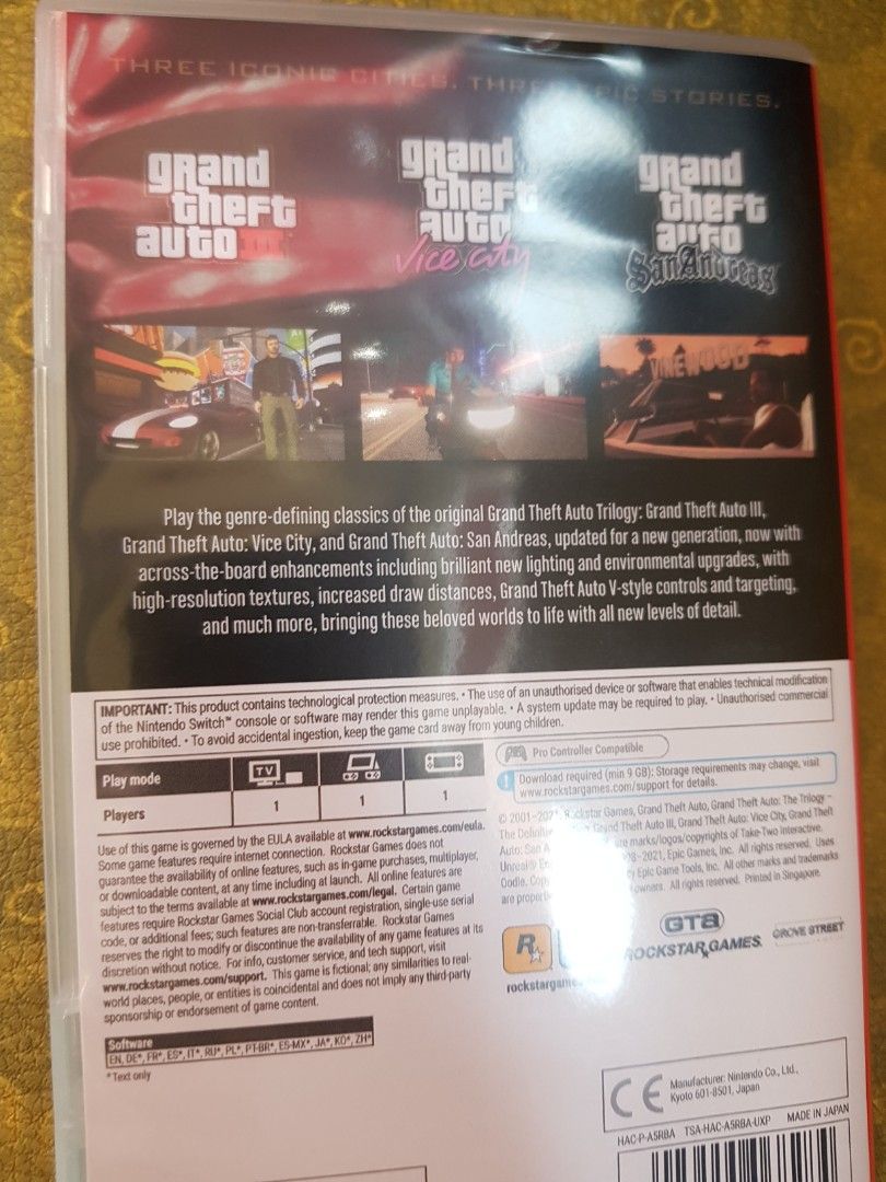 Nintendo switch game GTA TRILOGY , grand theft auto, Video Gaming ...