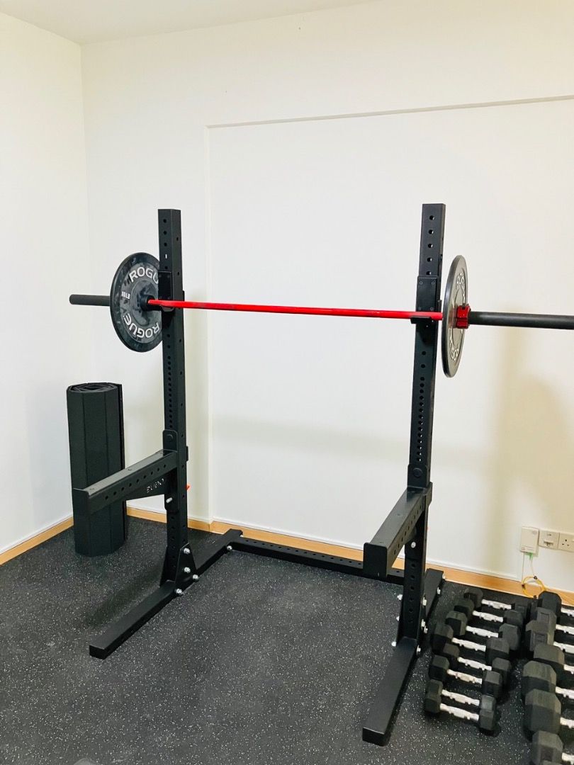 Official Rogue Rack, Bar, Plates (4 pairs), Collars, and floor tiles ...