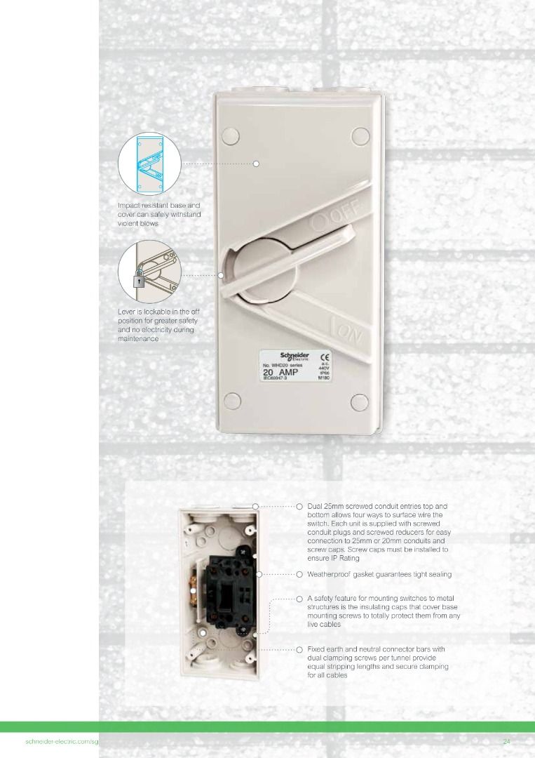 Schneider Kavacha 20A 440V Weatherpoof Double Pole Isolator Switch IP66, TV & Home Appliances ...