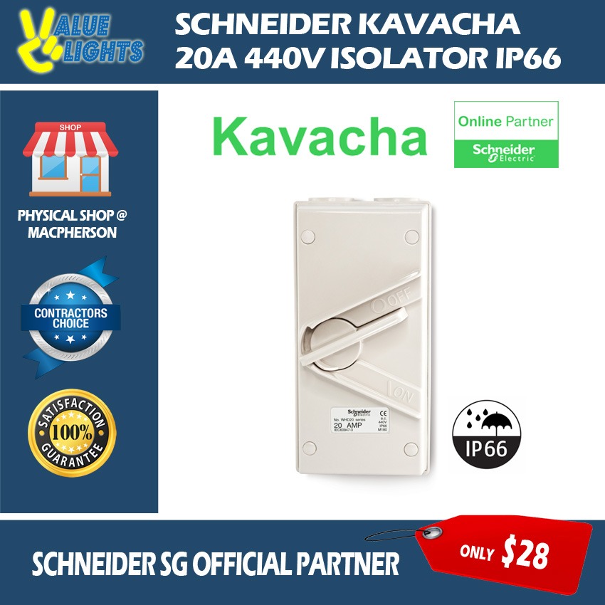 Schneider Kavacha 20A 440V Weatherpoof Double Pole Isolator Switch IP66, TV & Home Appliances ...
