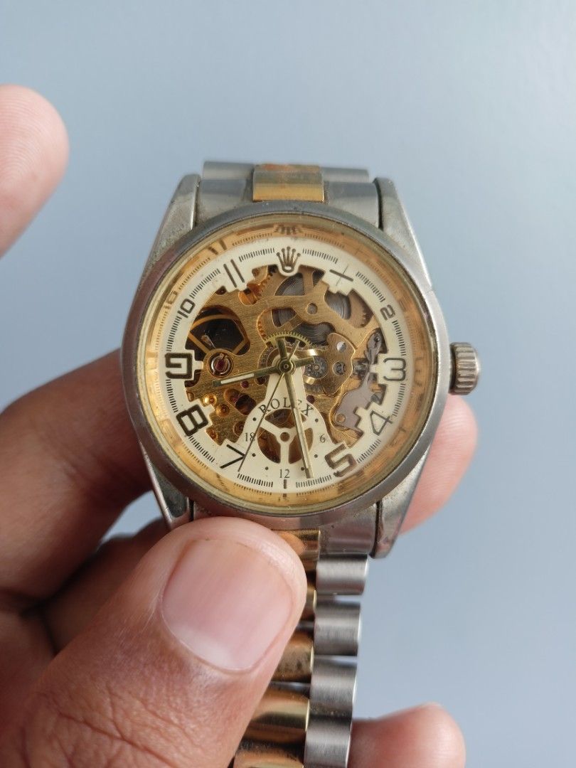Original Genuine Rolex Skeleton Automatic Chain Watch on Carousell