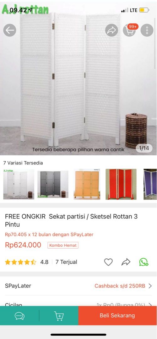 Partisi sekat rotan new, Perabotan Rumah di Carousell