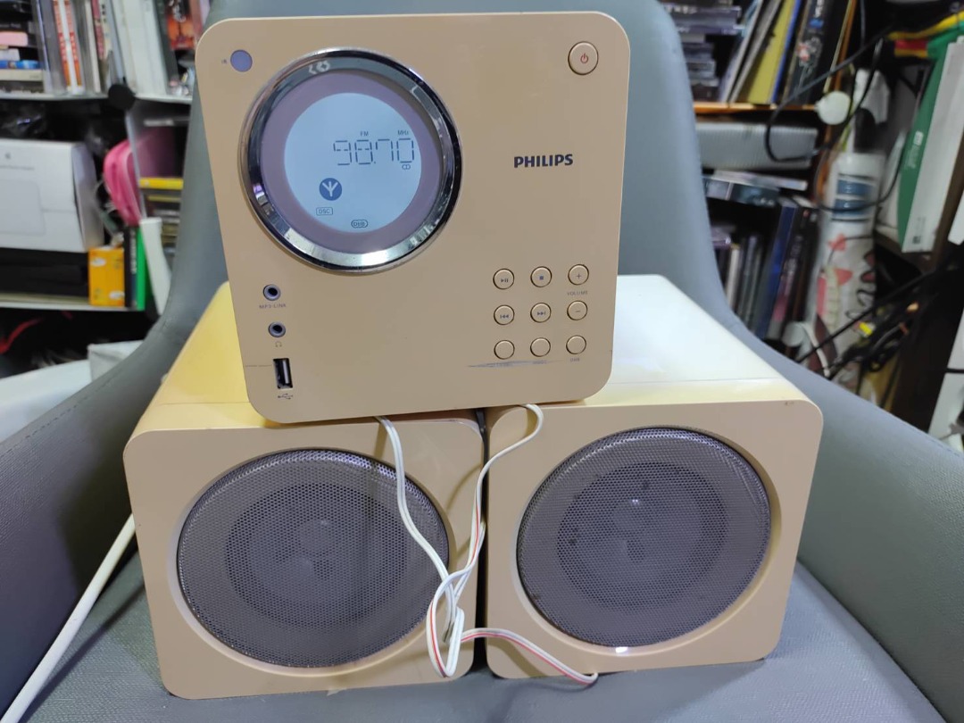 Philips飛利浦Music Cube方塊型超迷你音響CD USB FM都正常MCM103/96按鈕NG 泛黃 浴, 耳機及錄音音訊設備 ...