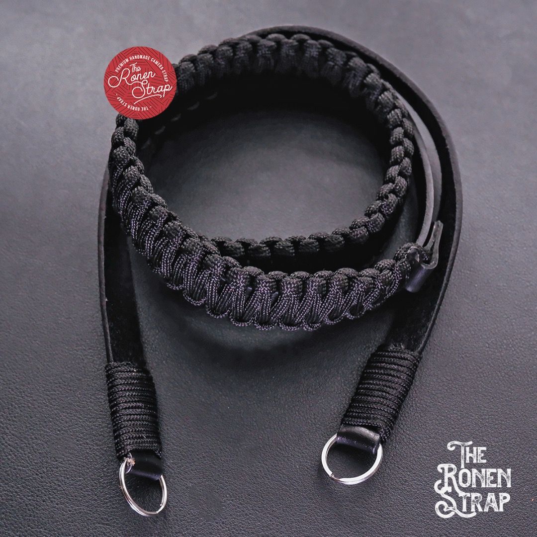 PREMIUM QUALITY LEATHER WITH BRAIDED PARACORD PAD CAMERA STRAP FOR ...