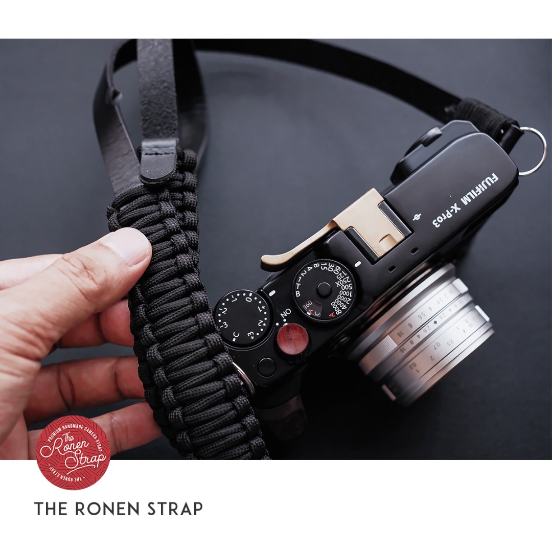 PREMIUM QUALITY LEATHER WITH BRAIDED PARACORD PAD CAMERA STRAP FOR ...