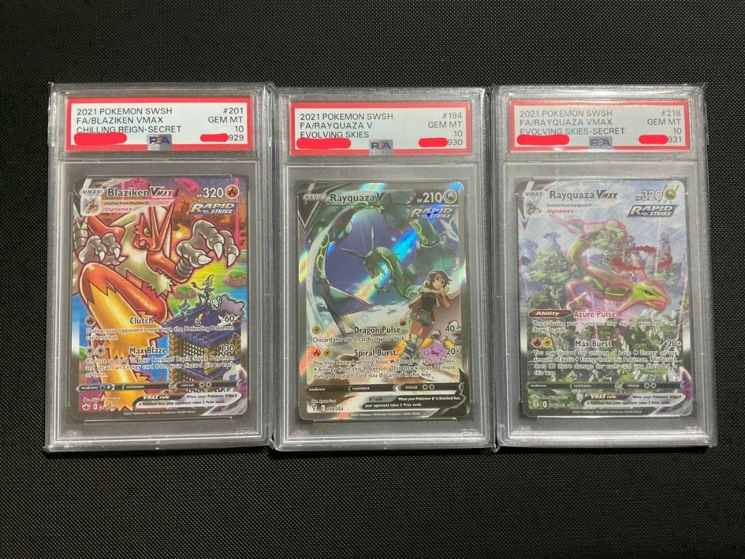 [PSA 10][RARE SEQUENTIAL] Blaziken Vmax & Rayquaza V & Rayquaza Vmax ...