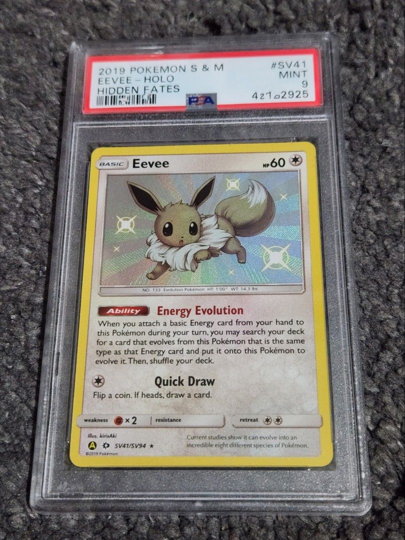 PSA 9 Eevee (eng and jap), Hobbies & Toys, Toys & Games on Carousell