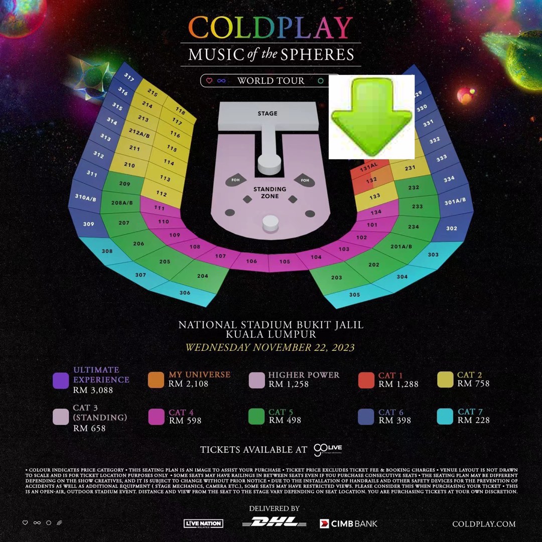 /Sale Cat1*1/ Coldplay Malaysia KL, Tickets & Vouchers, Event Tickets ...