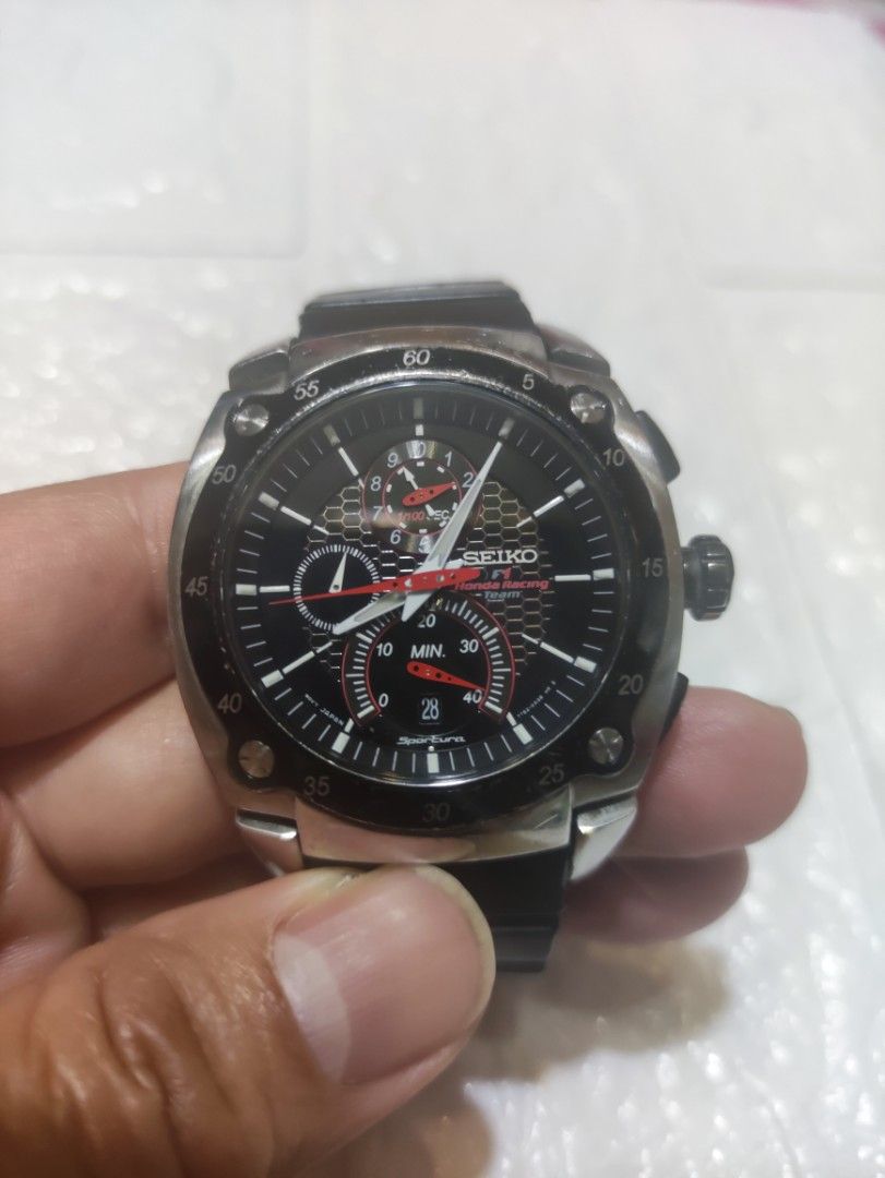 Seiko F1 Honda Racing Team Sportura Chronograph Watch, 男裝, 手錶及配件, 手錶 ...