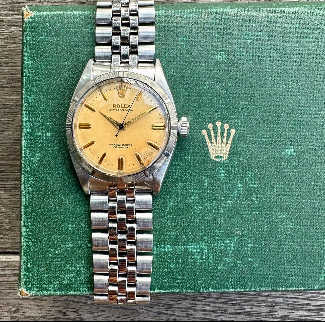 (Serviced/Rare box/Heavy patina) vintage Rolex Oyster Perpetual OP ref ...