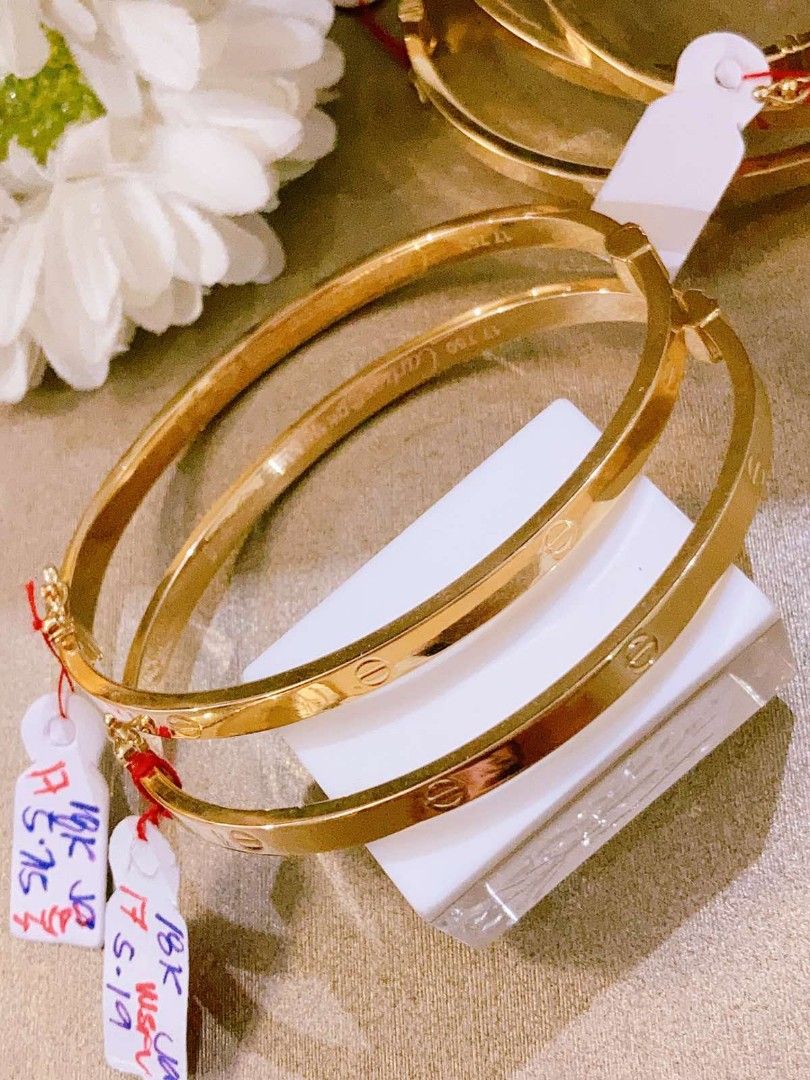 Slim Love Bangle 16 to 19cm 3colors available 18k gold, Women's Fashion ...