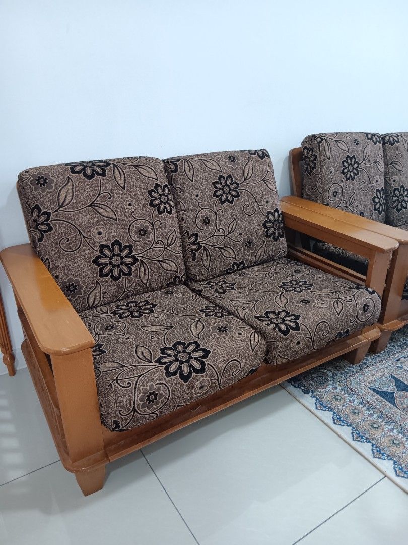 Sofa Kayu Solid 321, Furniture & Home Living, Furniture, Sofas on Carousell