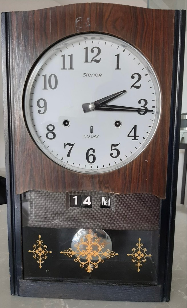 Stenor Vintage Grandfather Wall Clock, Furniture & Home Living, Home ...
