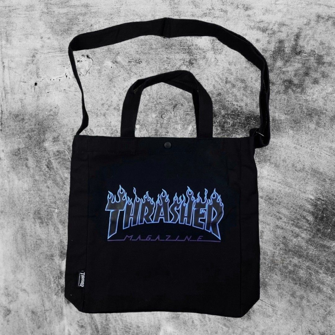 Tas Totebag Thrasher Flames Logo Hitam, Fesyen Pria, Tas & Dompet , Tas ...