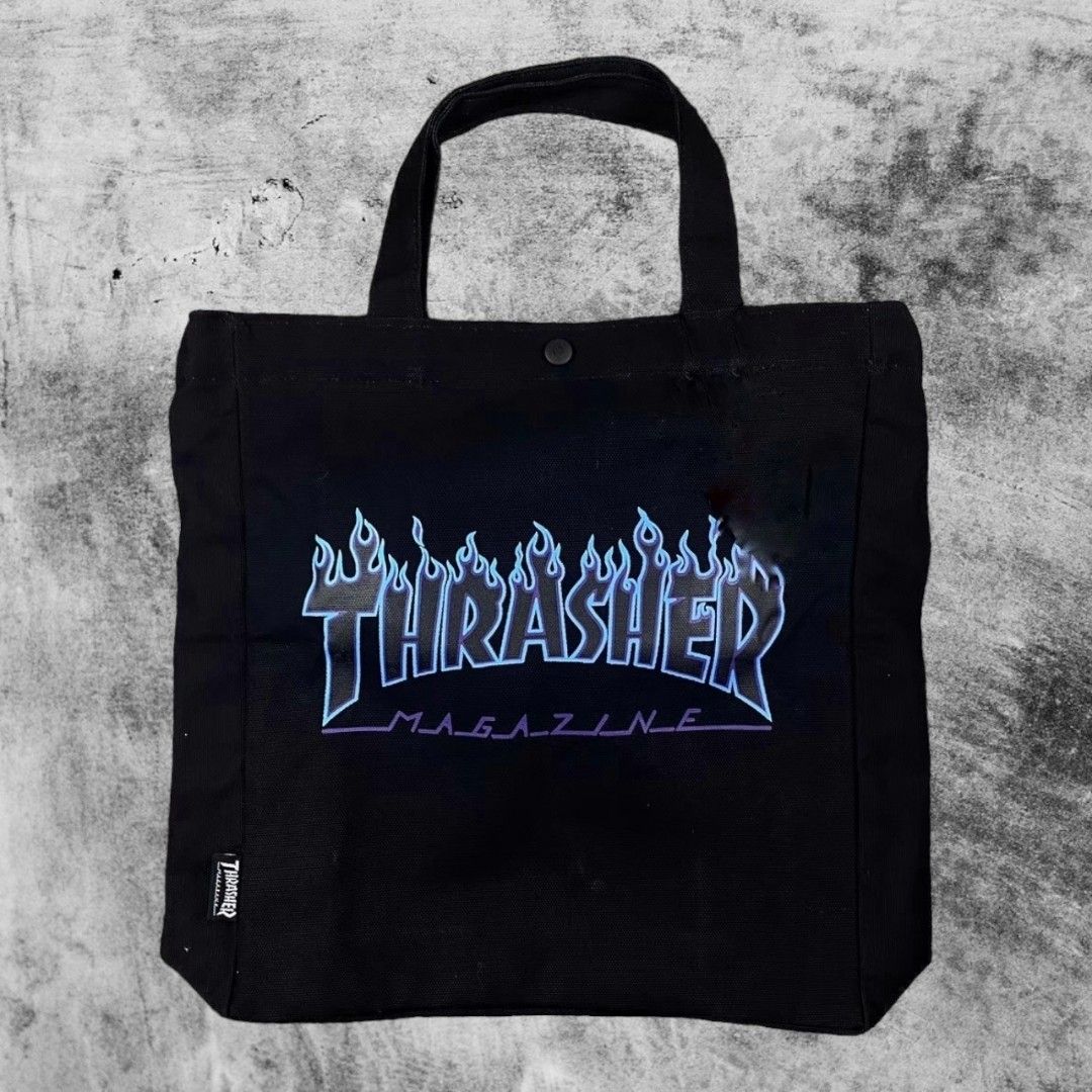Tas Totebag Thrasher Flames Logo Hitam, Fesyen Pria, Tas & Dompet , Tas ...