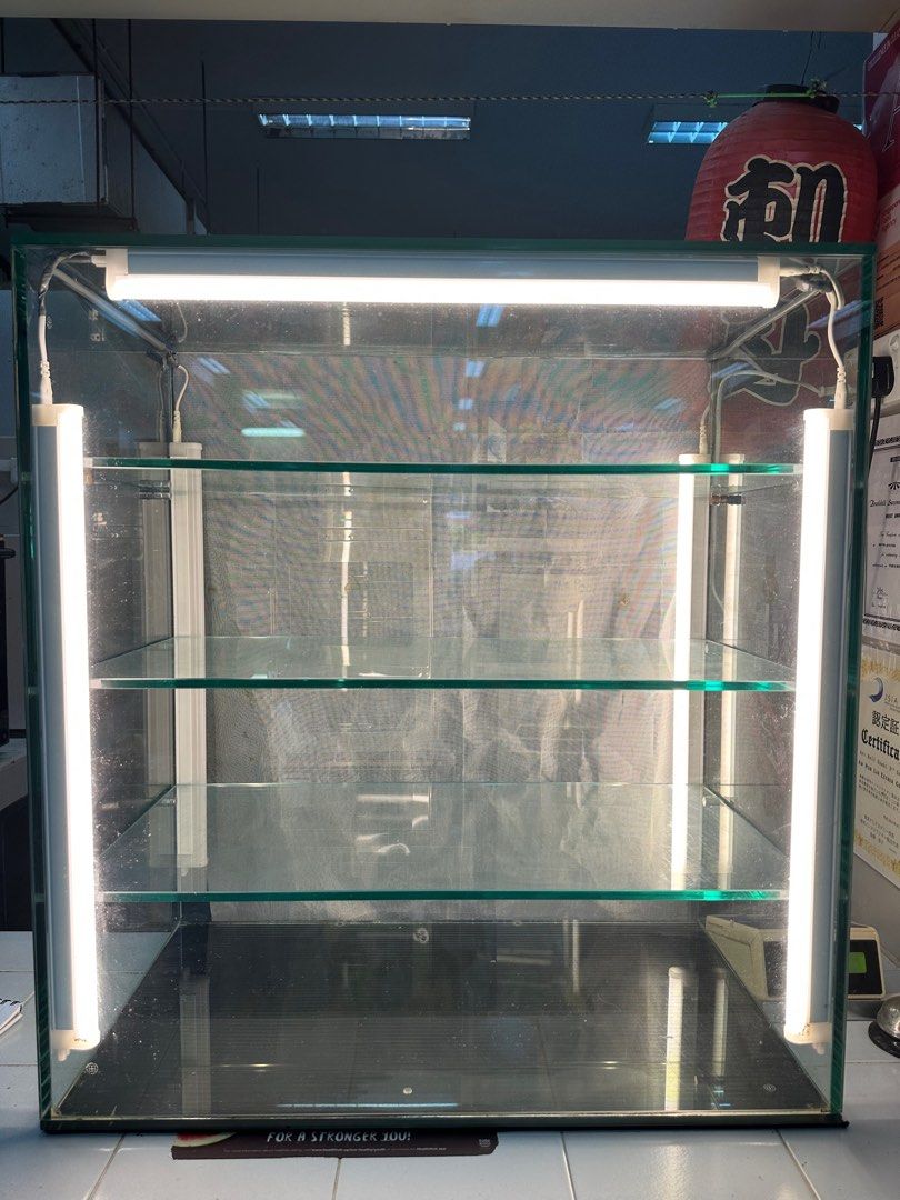 Tempered Glass Display Counter with LED lights (75cm X 80cm X 42cm), TV ...