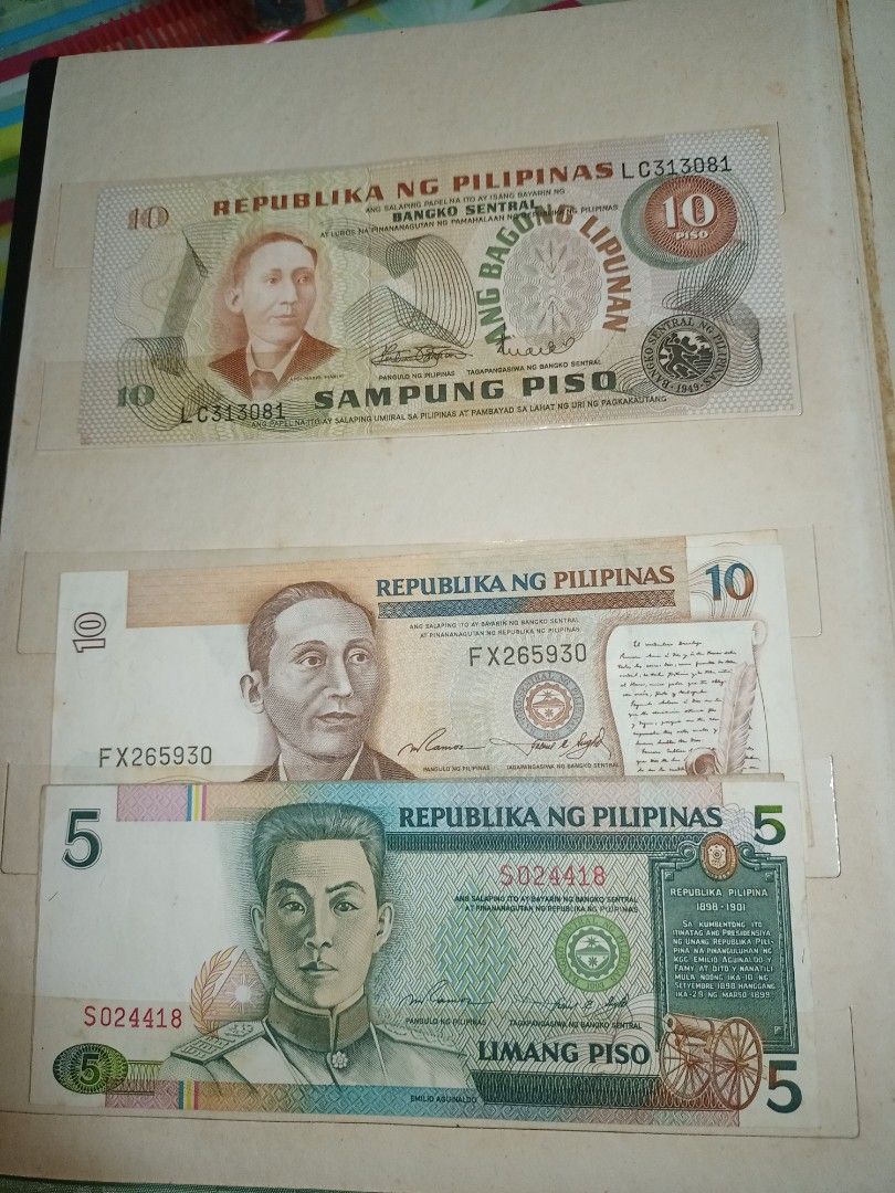 Ten and Five Peso Bill Ang Bagong Lipunan (abl) series, Hobbies & Toys ...