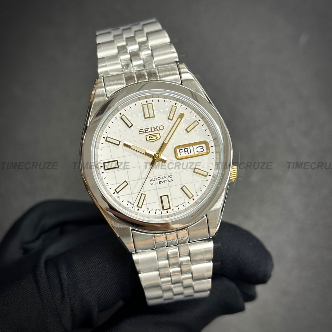 [Time Cruze] Seiko 5 Automatic SNKF77J Japan Made White Grid Dial ...