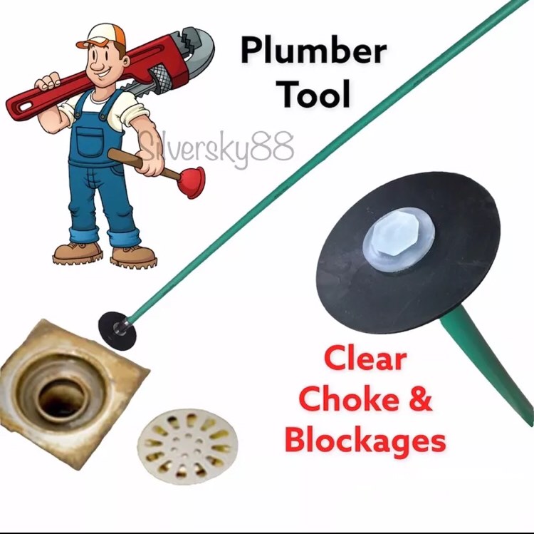 Toilet choke rubber plunger plumber tool clear floor trap blockage ...
