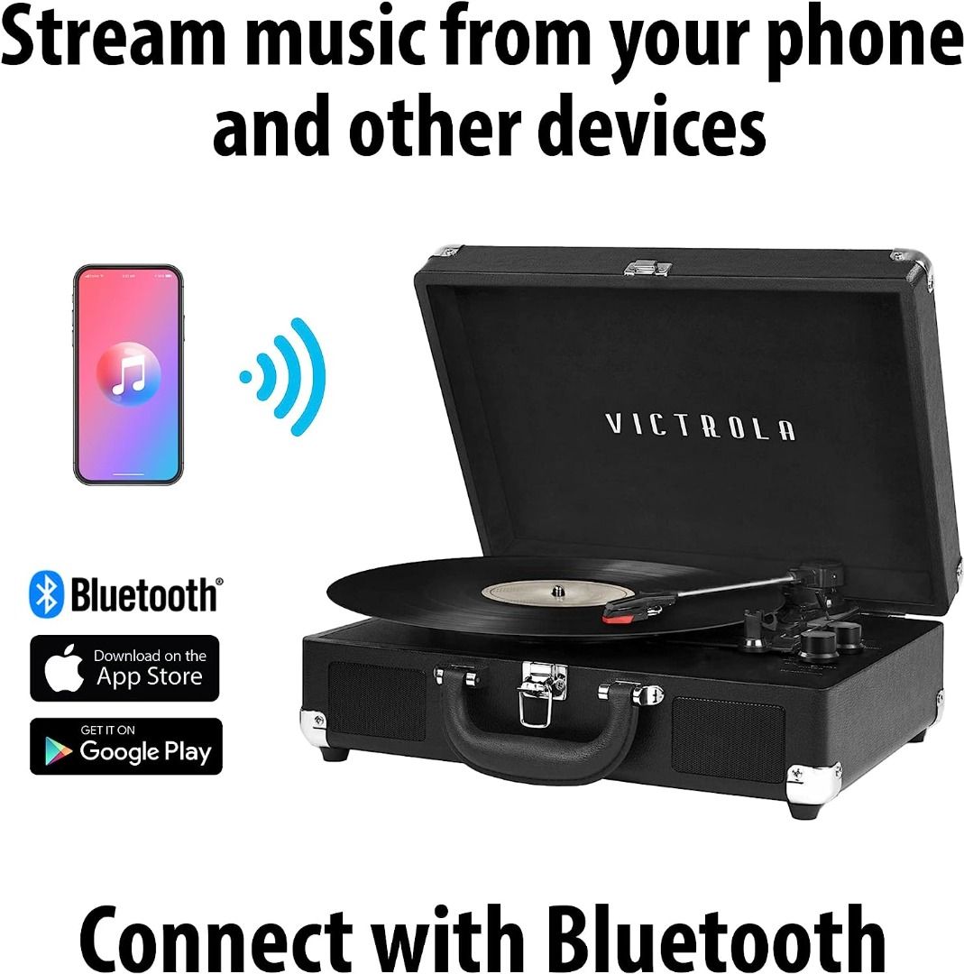 Victrola Journey+ Bluetooth Suitcase Record Player with Matching Record ...