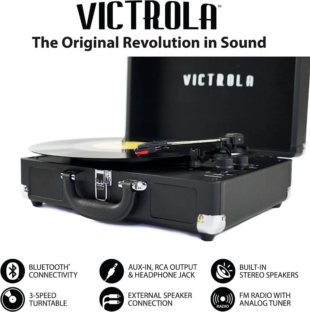 Victrola Journey+ Bluetooth Suitcase Record Player with Matching Record ...