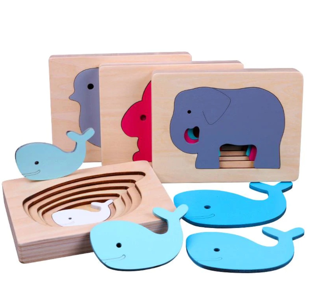 Wooden Layered Animal Puzzle, Hobbies & Toys, Toys & Games on Carousell