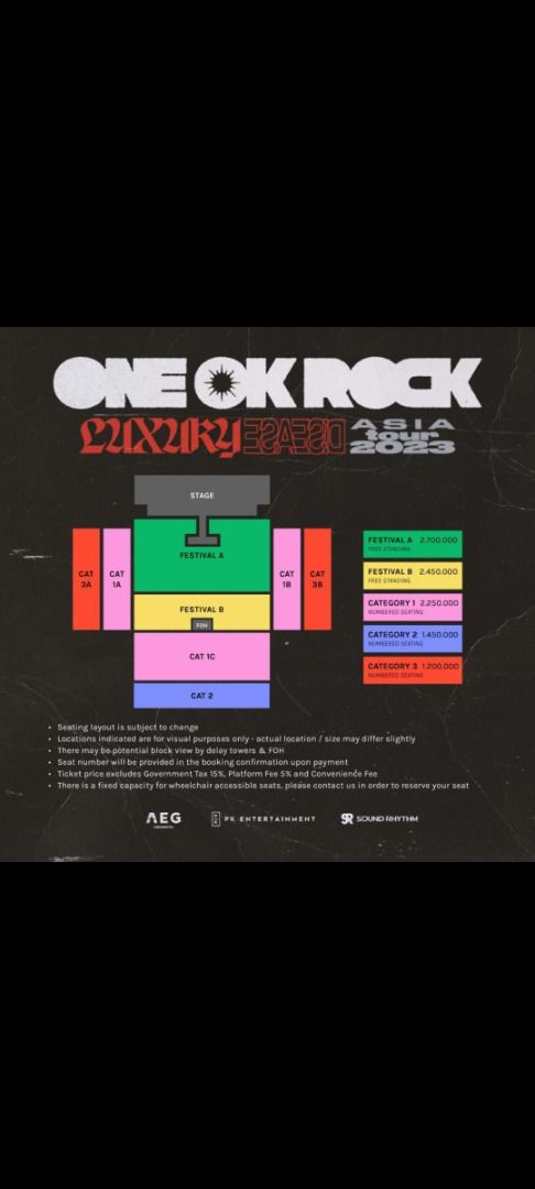 WTS Ticket ONE OK ROCK ASIA TOUR 2023 in Jakarta - Festival A, Tiket & Voucher, Tiket Acara di ...